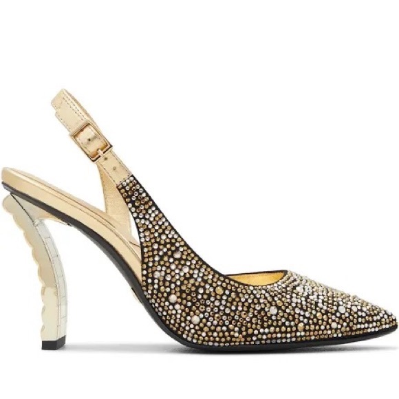 Aldo | Shoes | Aldo Metallic Beautiful Black Gold Shoes Radia Brand New ...